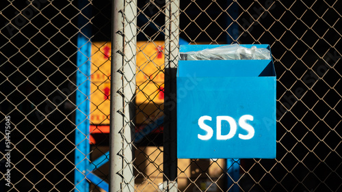 Fototapeta "SDS" (safety data sheet) container box which is installed ...