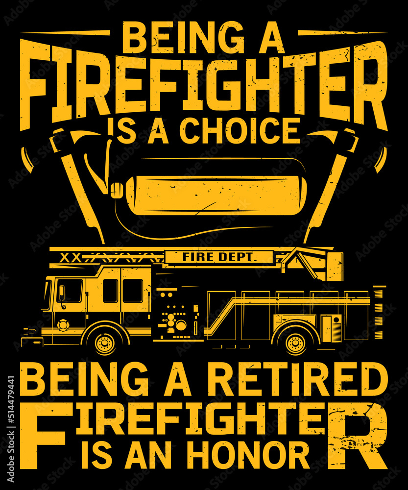 Stylish t-shirt and apparel trendy design with firefighter, axe, helmet ...