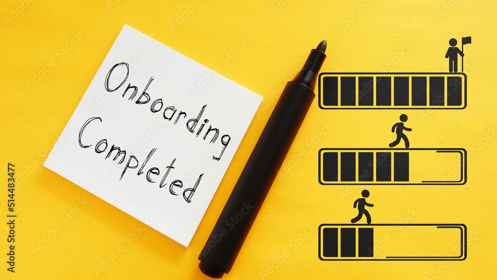 Onboarding completed is shown using the text Stock Photo | Adobe Stock