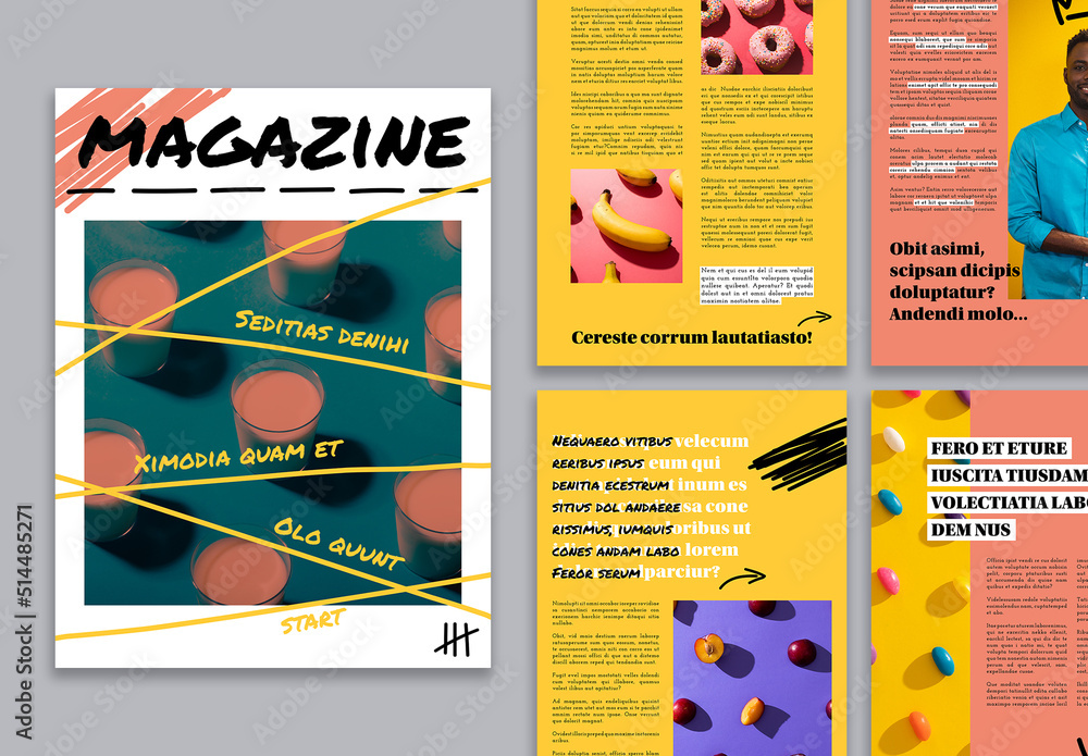 Pop Digital Magazine Layout Stock Template | Adobe Stock