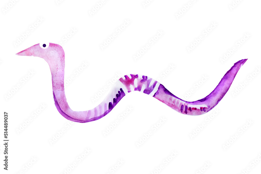 Earthworm watercolor illustration compost garden how to aerate the soil ...