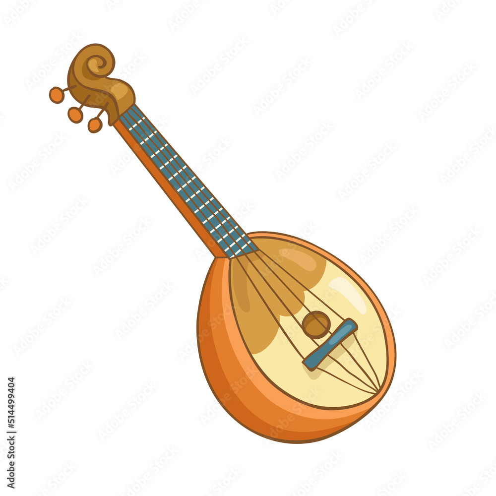 Mandolin is a stringed musical instrument. In cartoon style. Isolated ...
