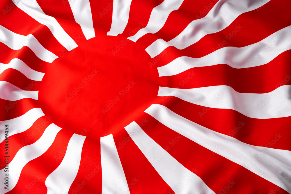 Imperial flag of war world II era Japan with symbolic red rising sun ...