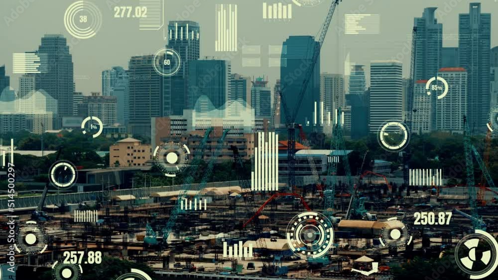 Construction technology concept with alteration graphic over ...