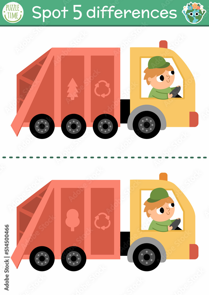 Find differences game for children. Ecological educational activity ...