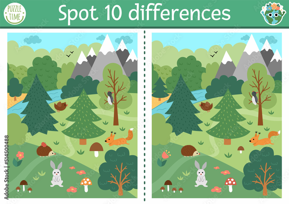 Find differences game for children. Ecological educational activity ...