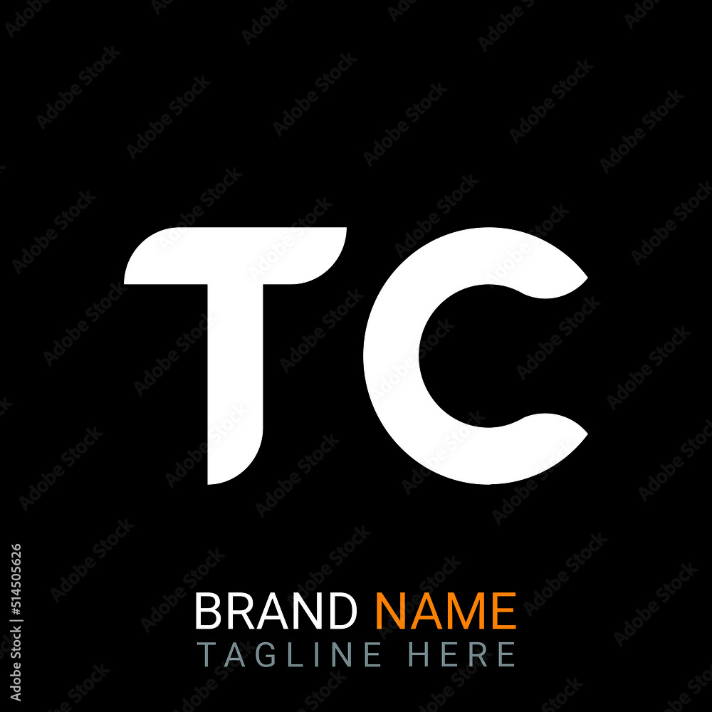 Tc Letter Logo design. black background. Stock Vector | Adobe Stock