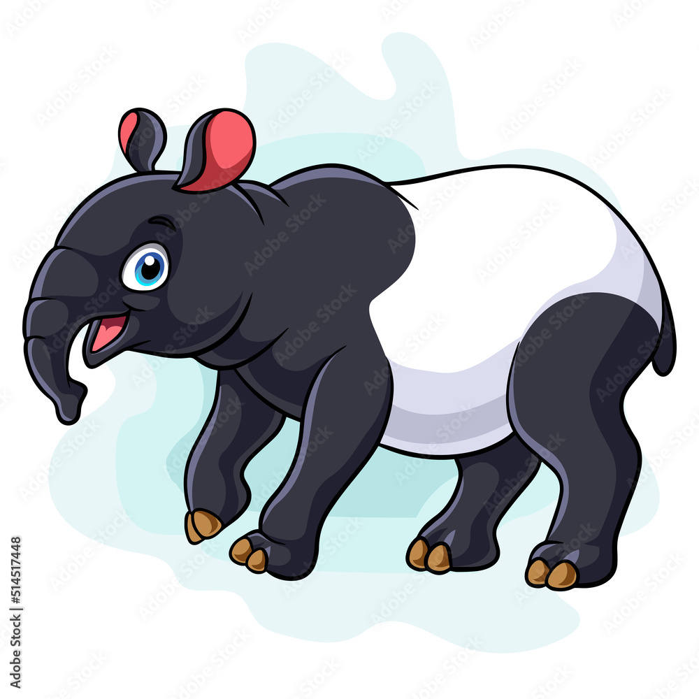 Cartoon tapir smiling happily isolated on a white background. Stock ...