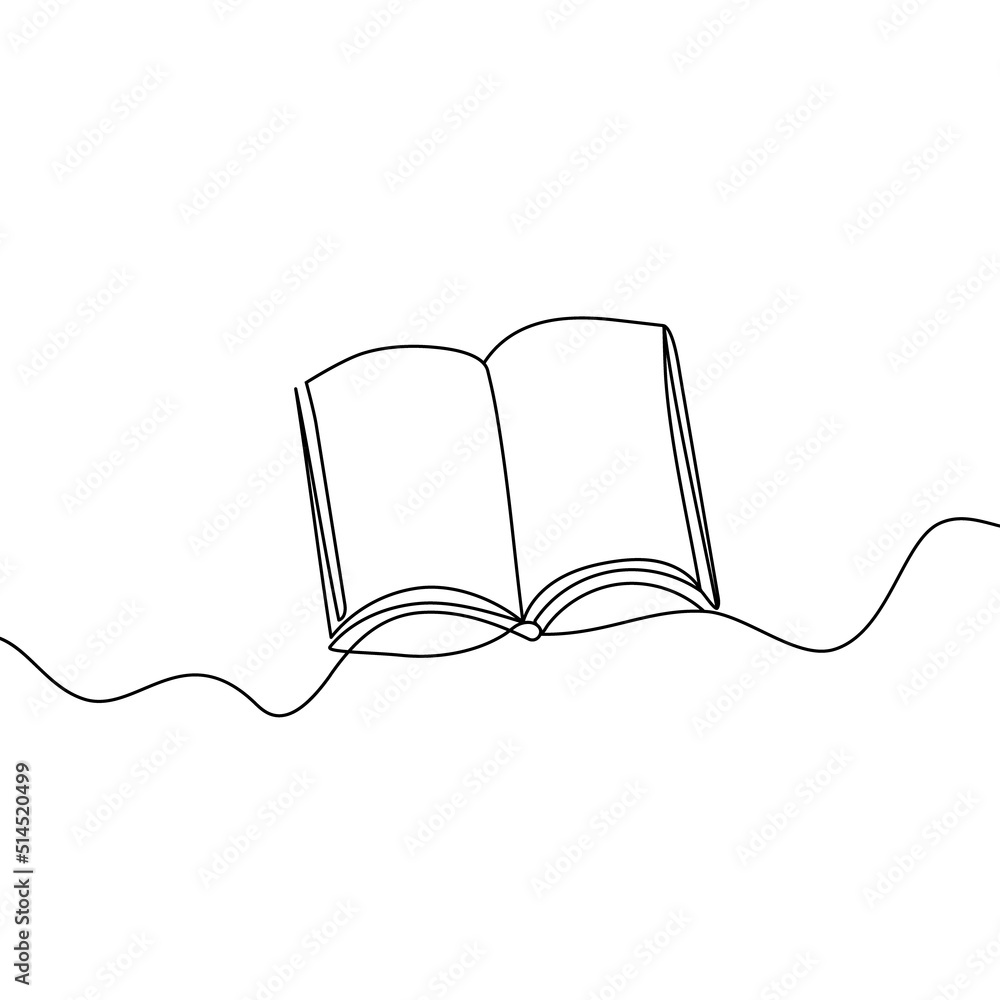 Book continuous one line drawing. Line art Stock Vector | Adobe Stock