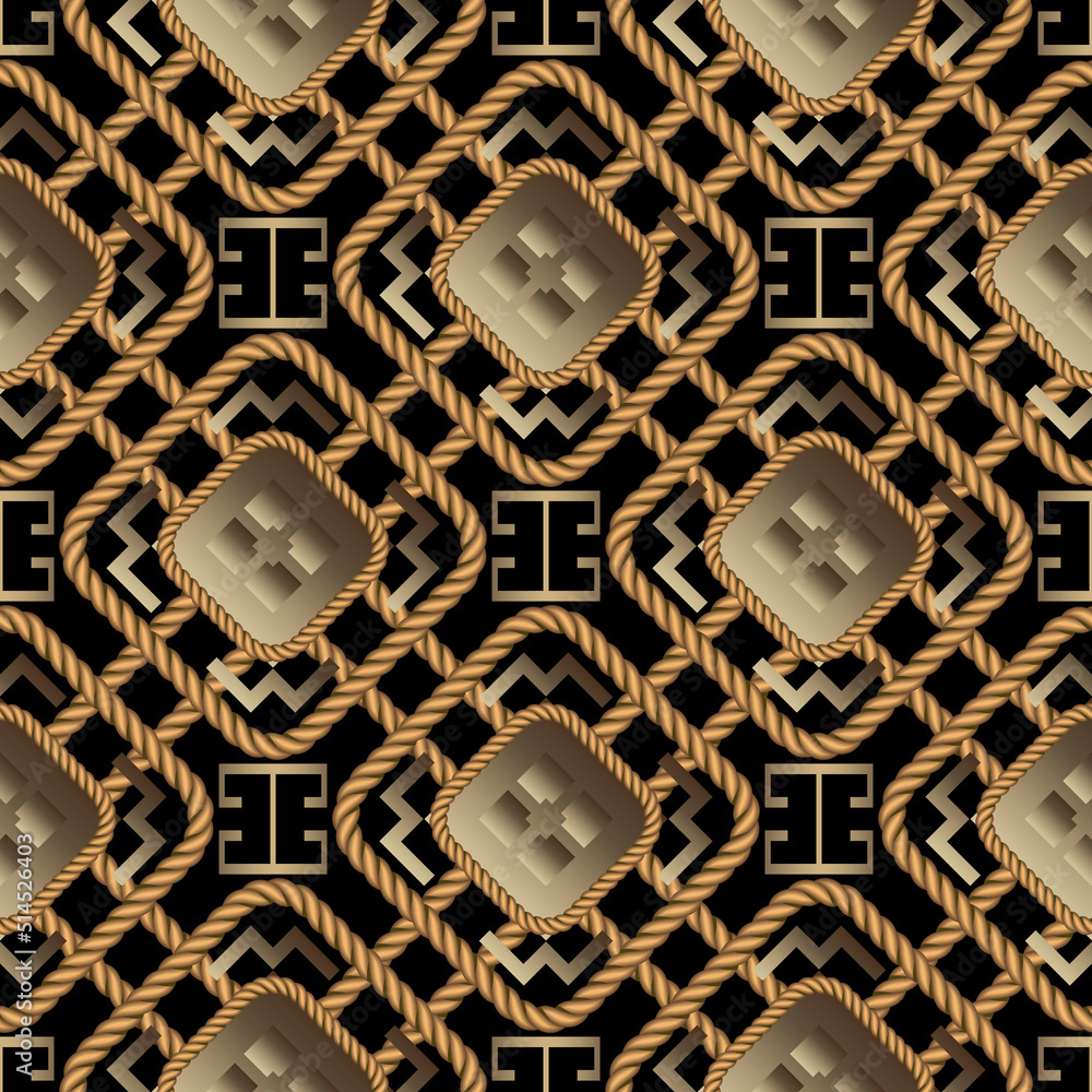 Textured traditional greek 3d seamless pattern. Gold luxury vector ...