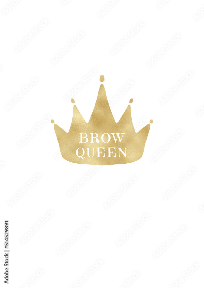 Brow Queen Gold crown logo design in centre of frame set against a ...