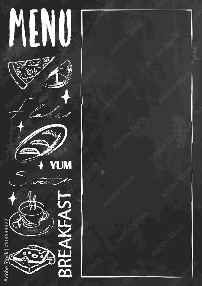 Vector template cafe menu, chalk style lettering and fast food items ...