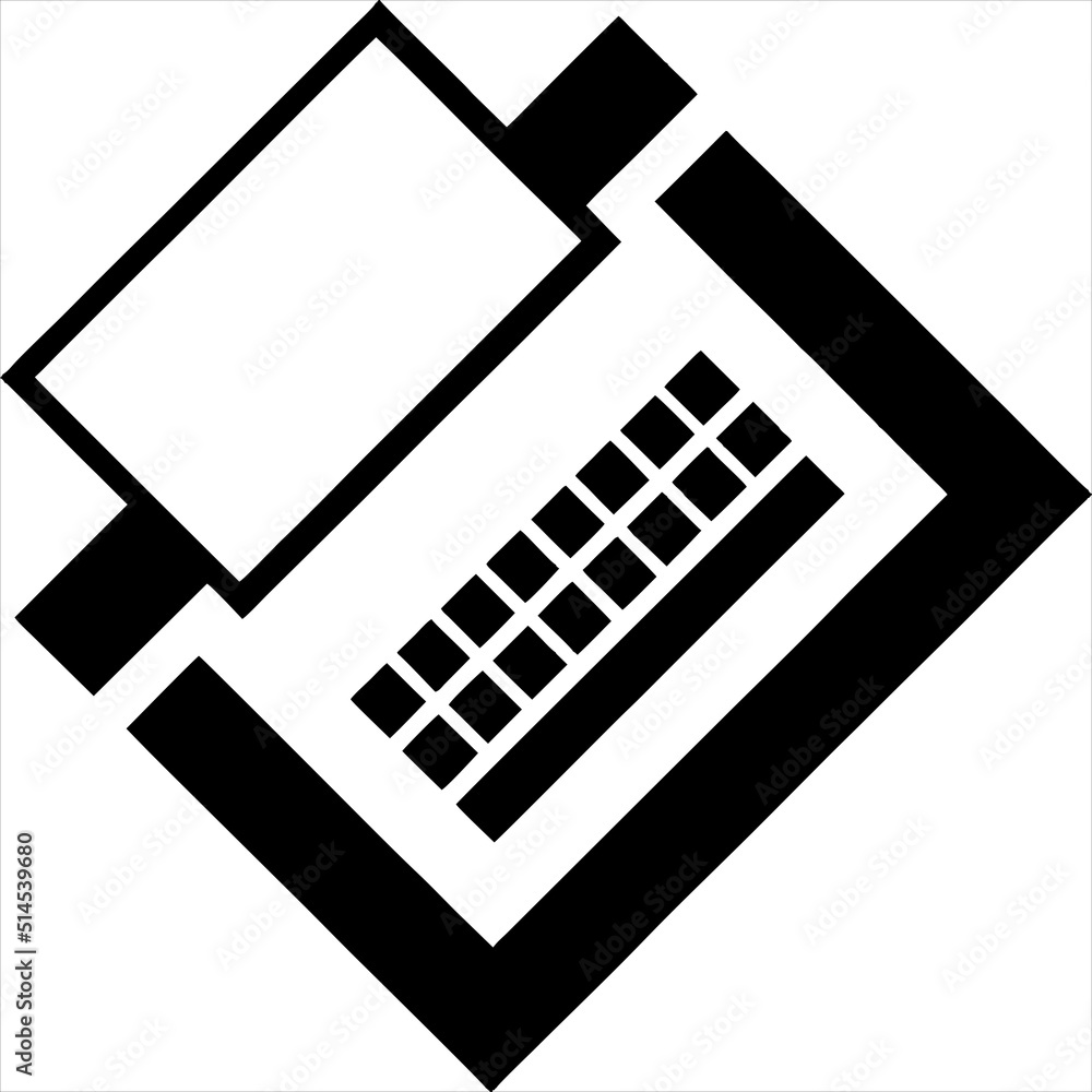 Vector, Image of typewriter icon, black and white color, transparent ...