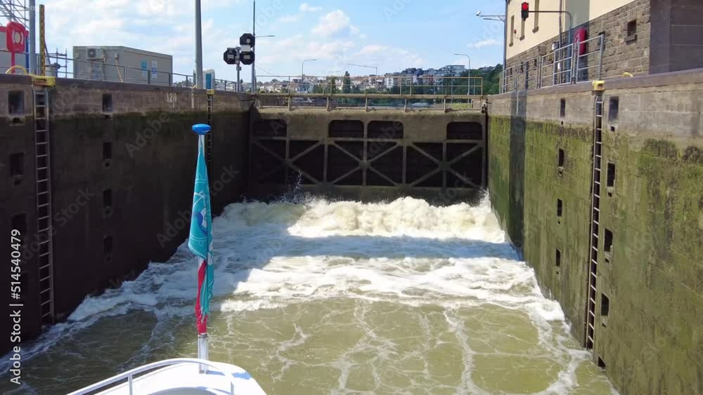 The lock in Koblenz is the last barrage on the Moselle before it flows ...