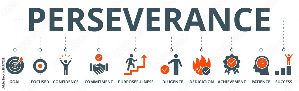 Perseverance banner web icon vector illustration concept with icon of ...