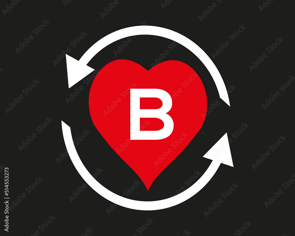B vector logo icon with love shape and Aro illustration design isolated ...