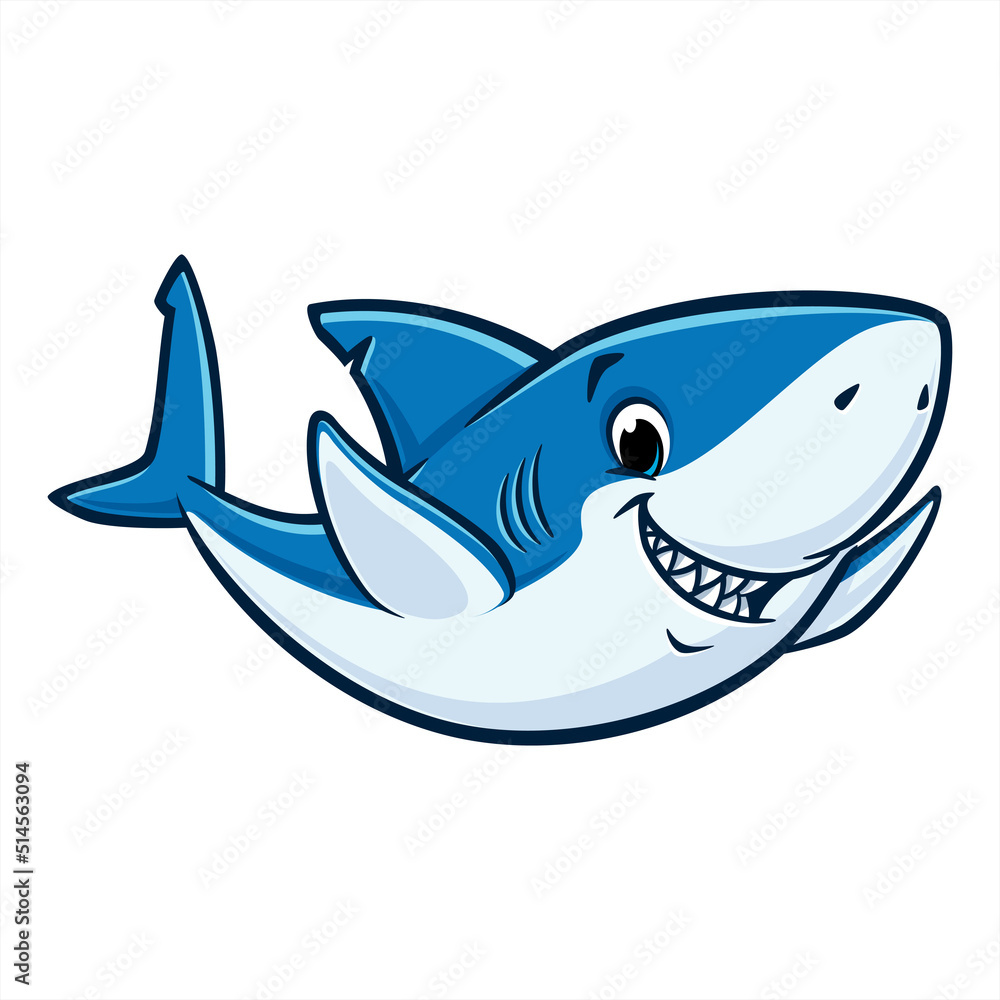 Cartoon Friendly Shark Stock Vector | Adobe Stock
