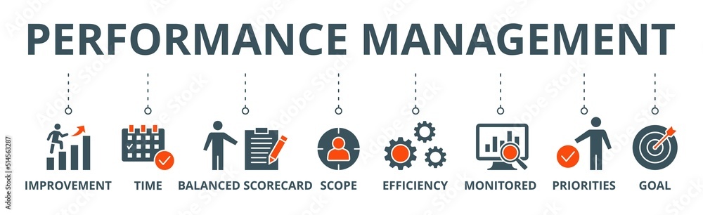 Performance management banner web icon vector illustration concept with ...