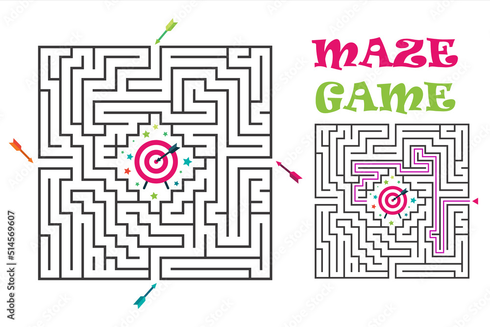 Vetor de Square maze labyrinth game for kids. Labyrinth logic conundrum ...