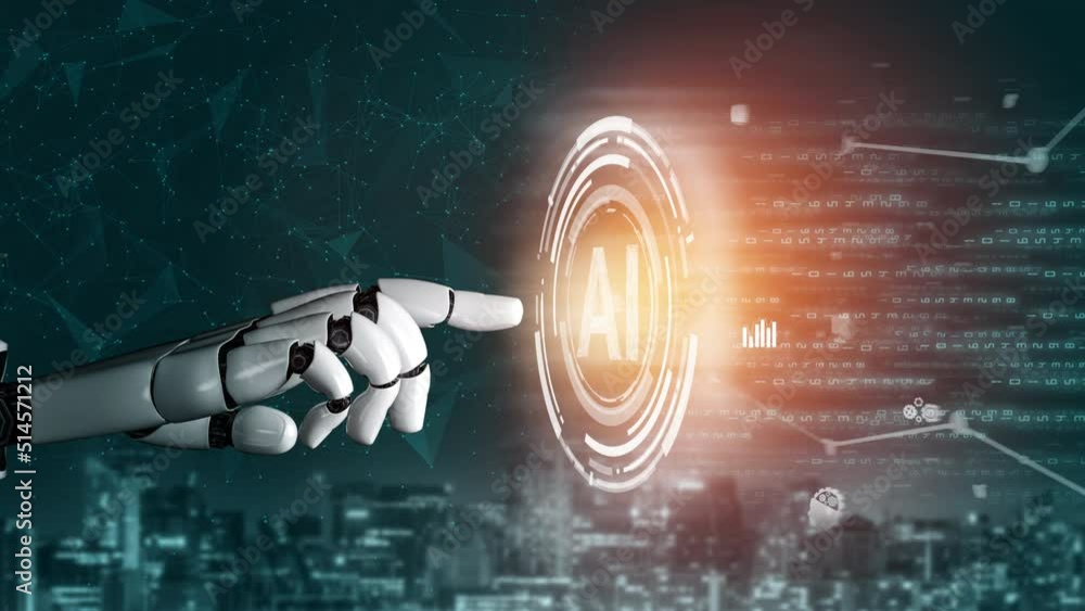 Futuristic robot artificial intelligence revolutionary AI technology ...
