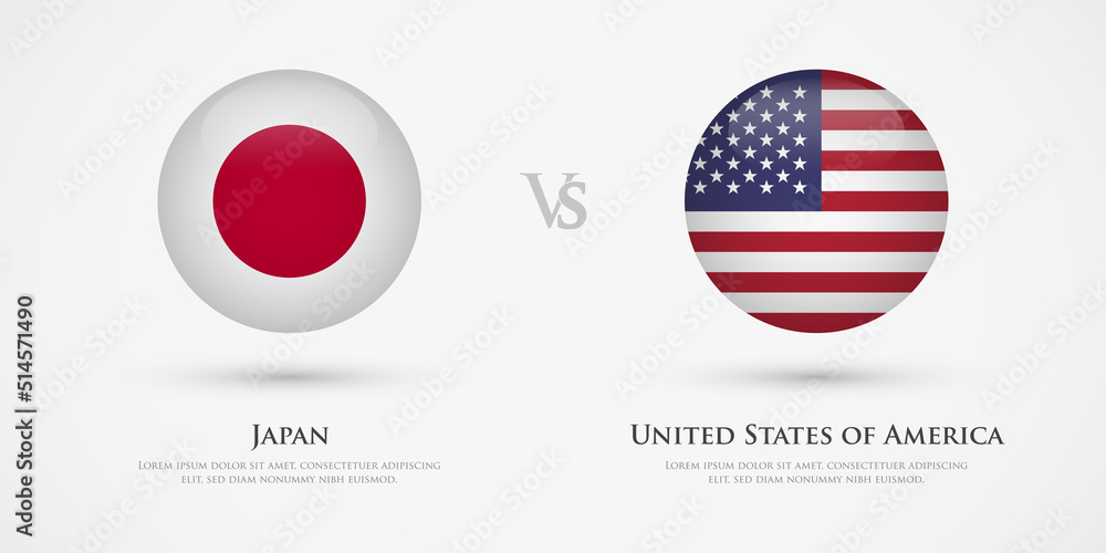 Poster Japan vs United States of America country flags template – Wall ...