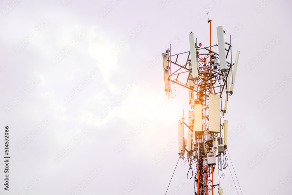 Telecommunication tower. glittering particles for wireless ...