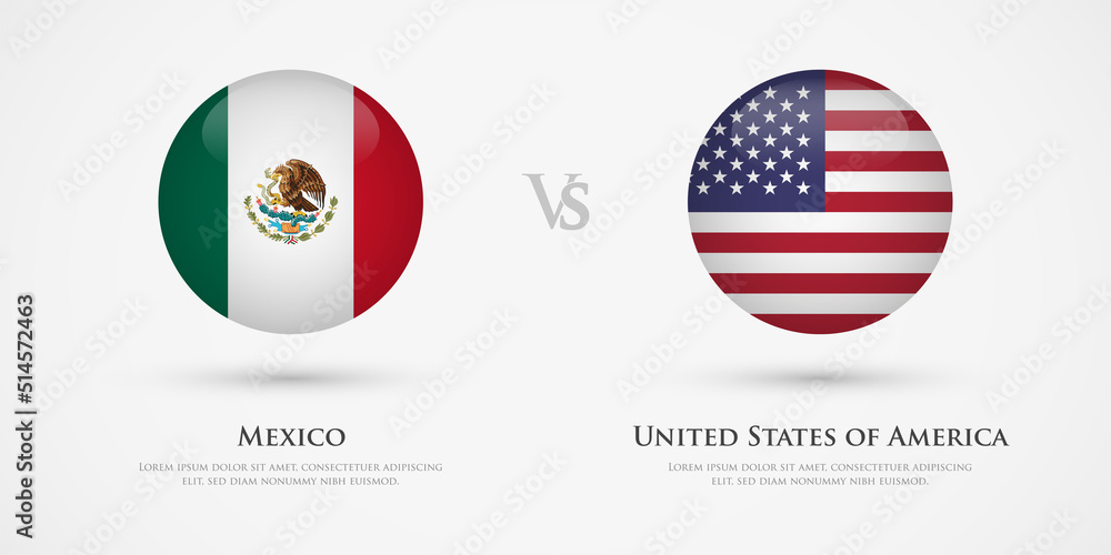 Mexico vs United States of America country flags template. The concept ...