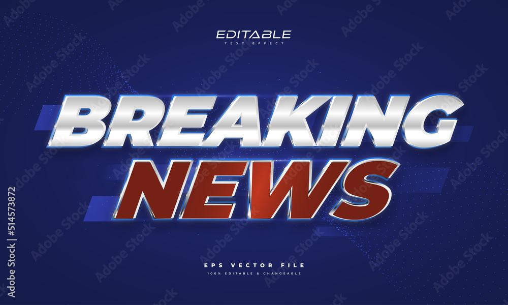 Cool Breaking News Text Effect. Editable News Text Style in White and ...