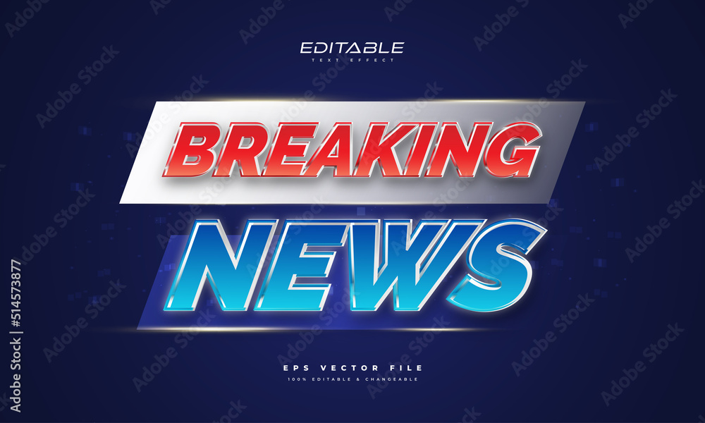 Vecteur Stock Breaking News Text Style with Glowing Effect. Editable ...