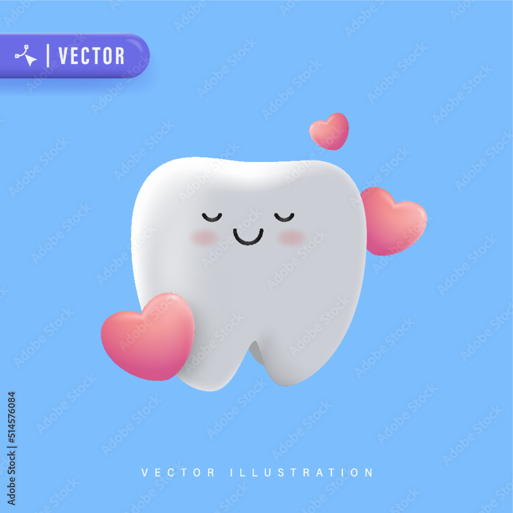 Happy White Healthy Tooth Smiling Vector Illustration. Cartoon Smiley ...