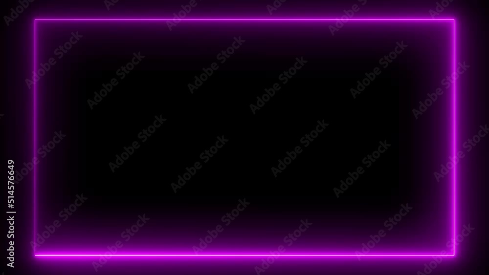 Animated borders frame pink color glowing neon lights loop animation on ...