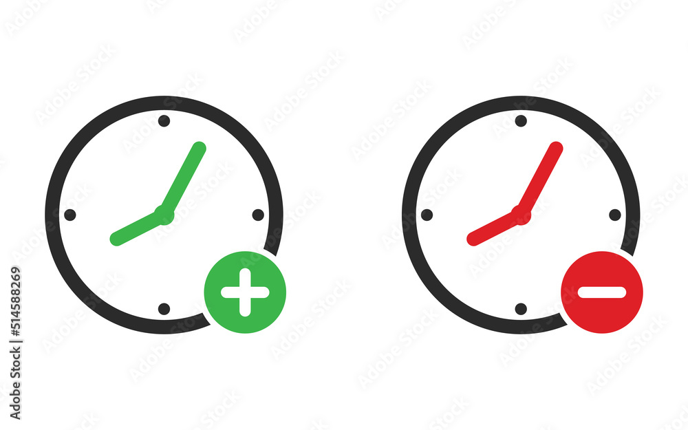 Extra and reduce time simple icon. Clipart image isolated on white ...