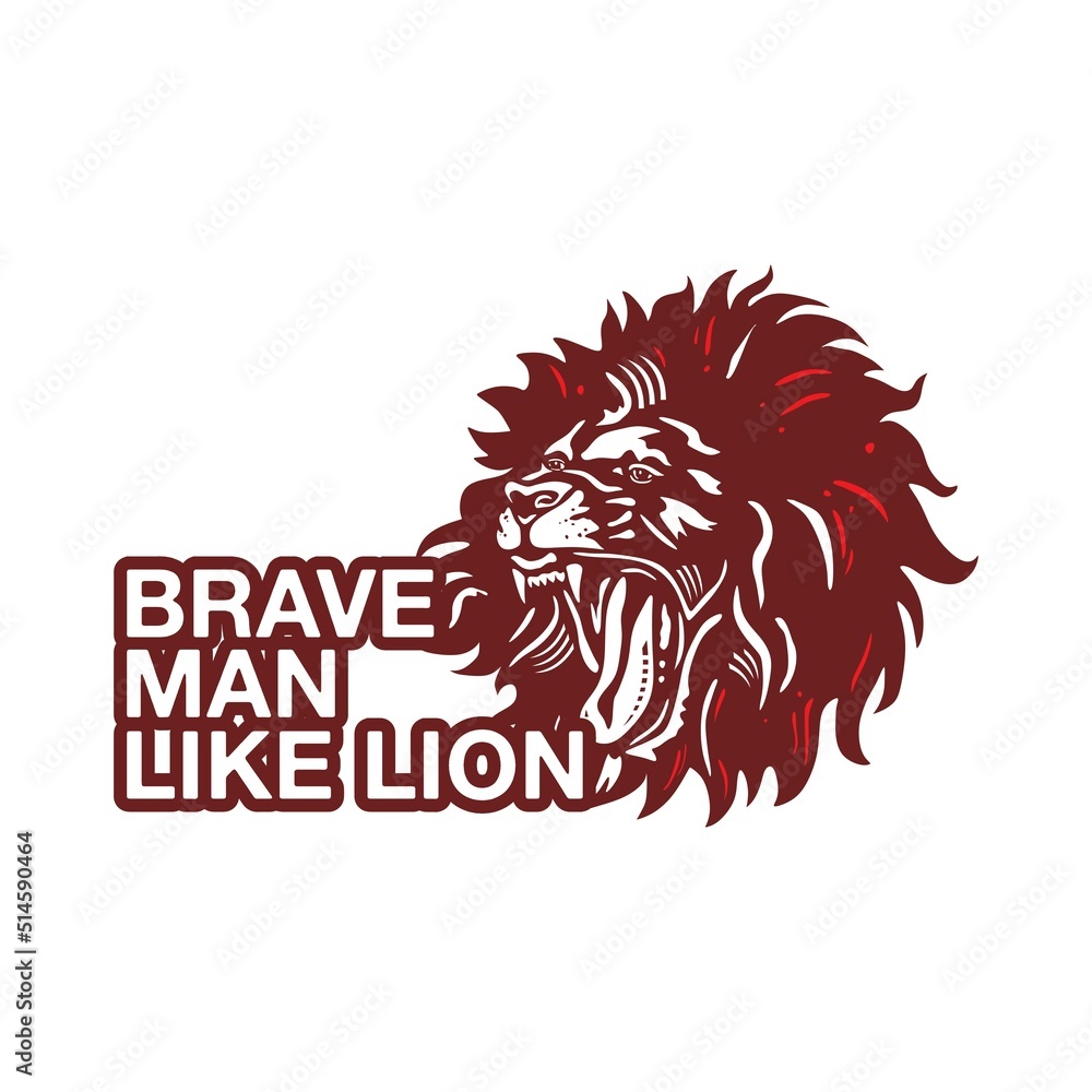 shirt image logo, brave man like lion, silhoouette of red lion face ...