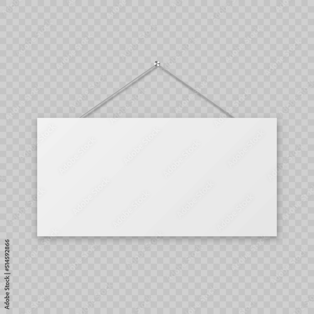 3d realistic blank paper signboard. Empty hang cardboard Stock Vector ...