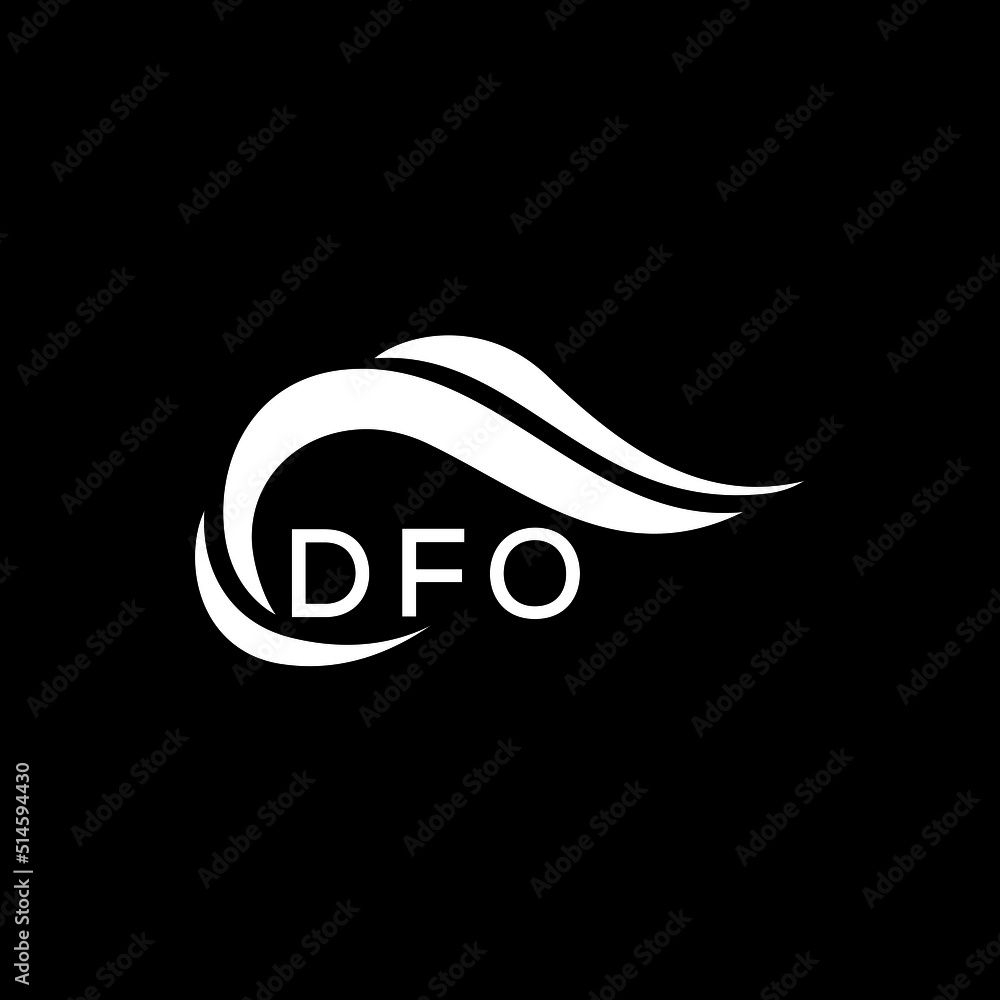 DFO letter logo. DFO best black background vector image. DFO Monogram ...