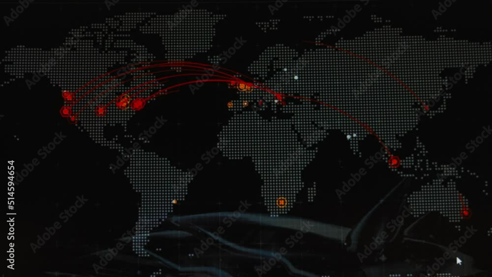 World map with different targets for cyber attack. Hacking and ...