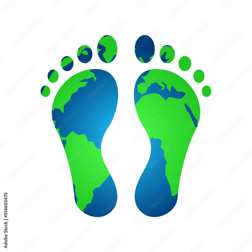 Carbon footprint concept. Foot Earth globe. Zero emission. Carbon ...