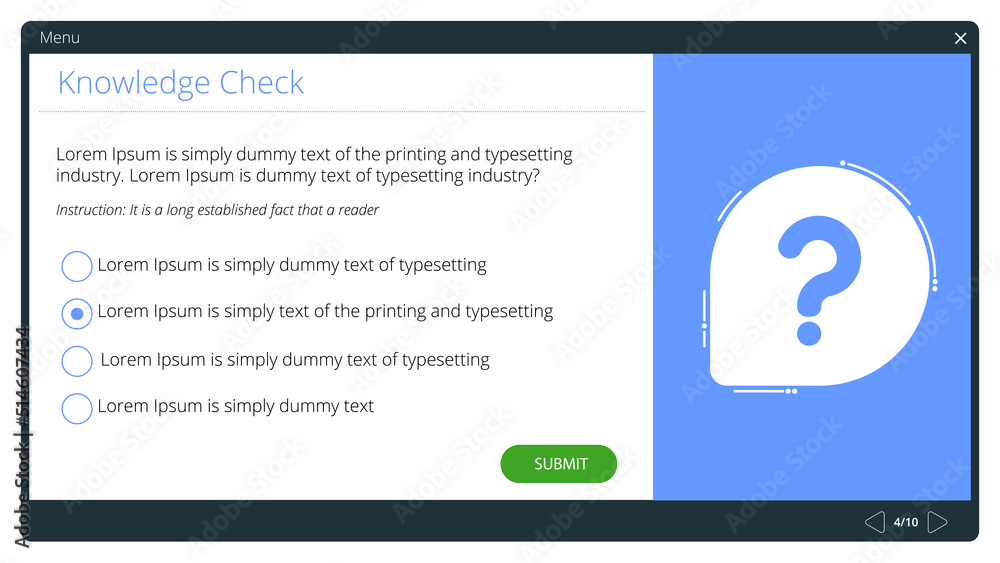 Quiz layout, Question mark, Assessment template, Multiple choice questions, Questionnaire, LMS ...
