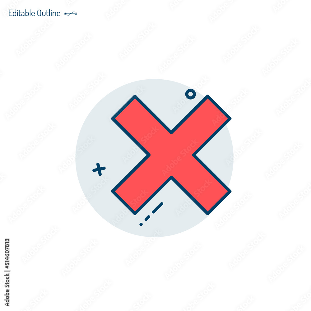 Cross tick, Wrong icon, correct incorrect, reject, cross, close ...