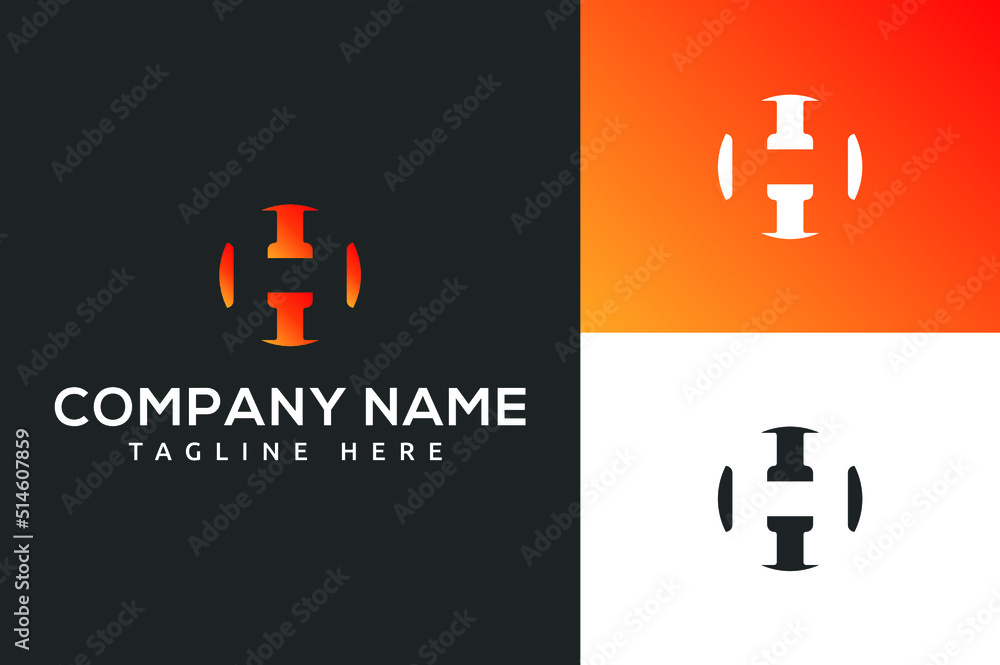 letter H logo . Letter H Negative Space gradient color logo design ...