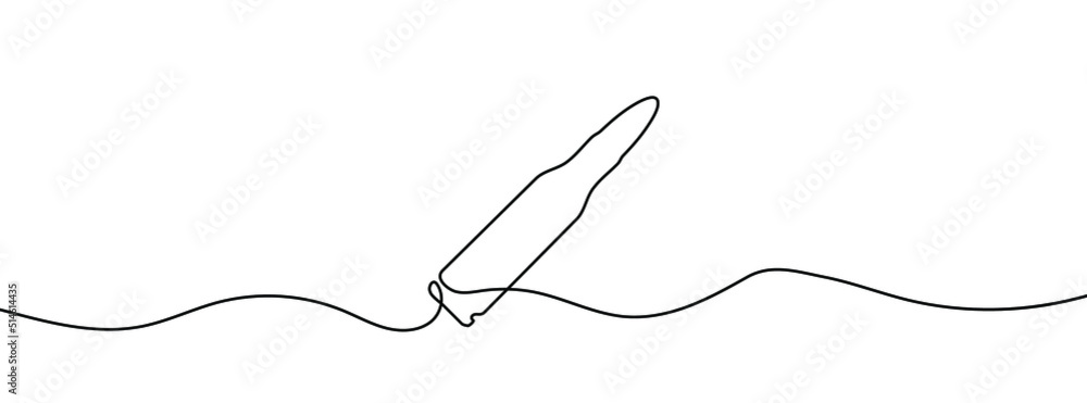Vetor de Single continuous line drawing of a bullets. One continuous ...