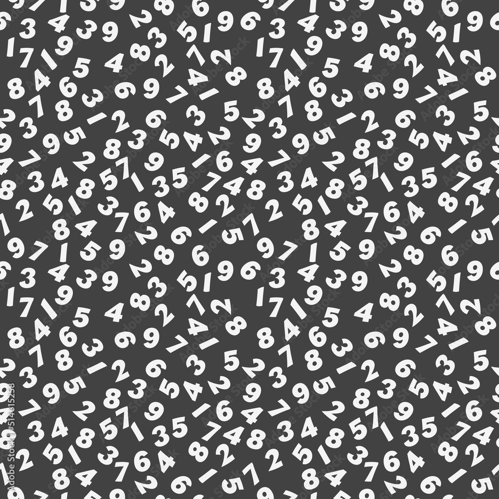 White numbers. Simple and stylish seamless pattern. Vector and school ...