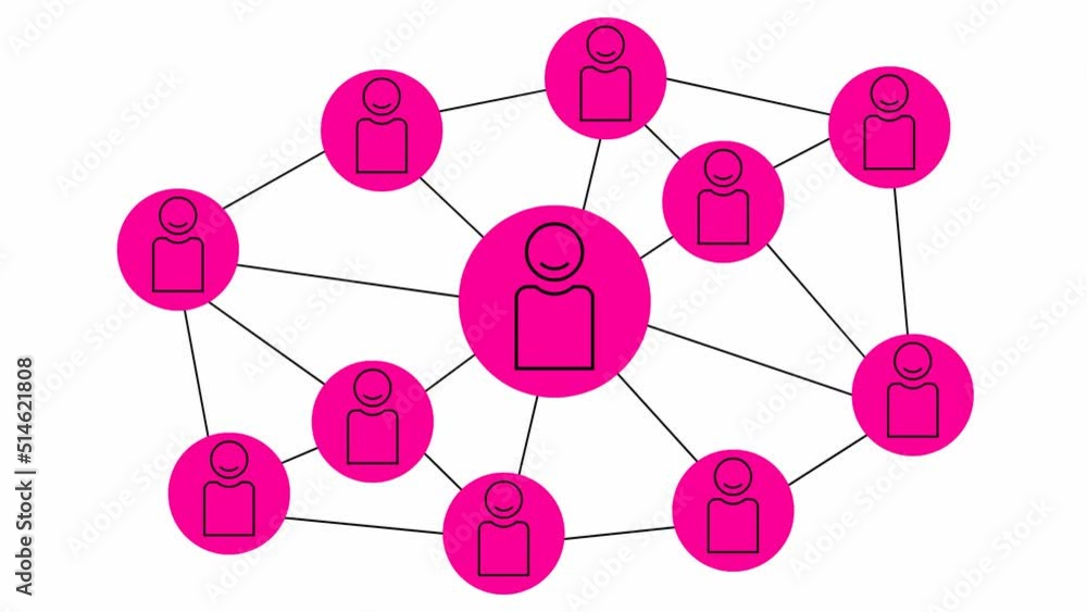 Vídeo do Stock: Animated pink symbol of people connect among themselves ...