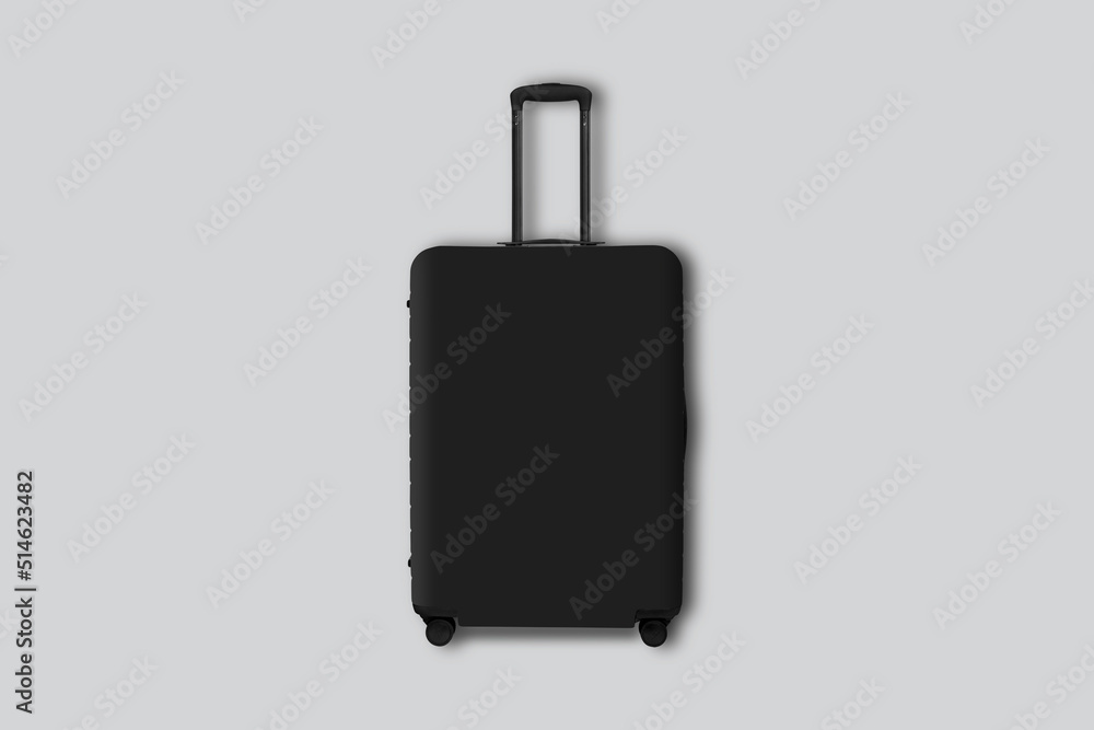 Blank black suitcase with handle mockup stand isolated, 3d rendering ...
