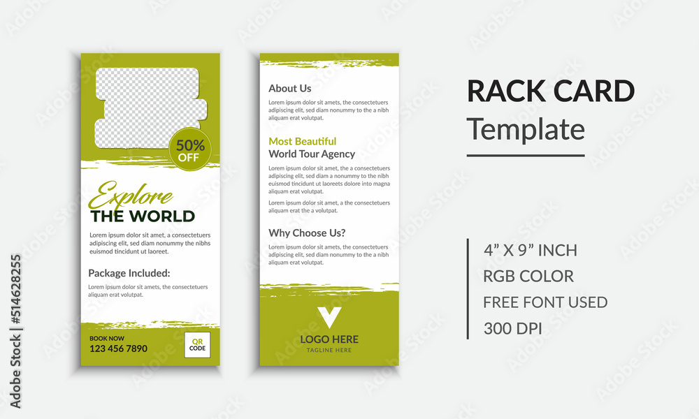 Creative travel rack card or dl flyer template Stock Vector | Adobe Stock