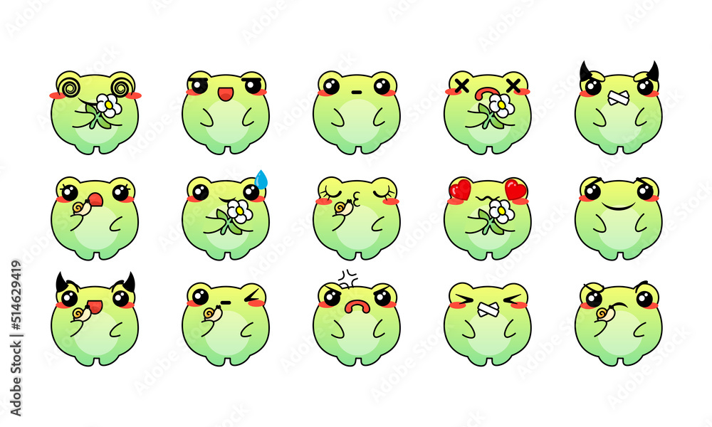 Various Cartoon Toads Set. Doodle faces, eyes and mouth. Caricature ...