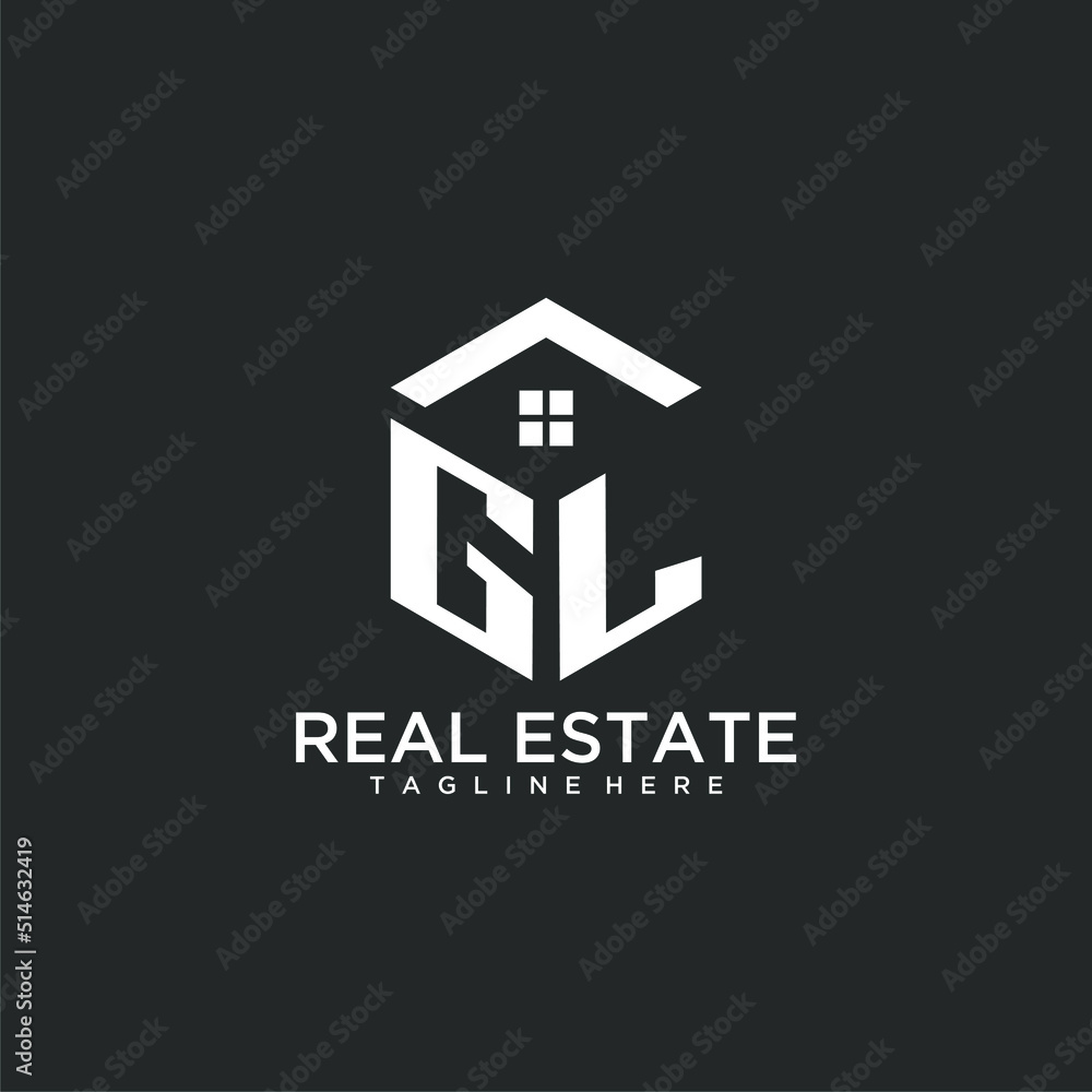 GL initial monogram logo for real estate with polygon shape creative ...