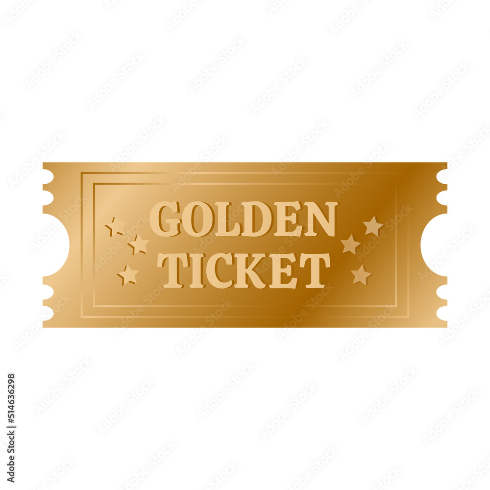 Golden ticket with golden stars Stock Vector | Adobe Stock