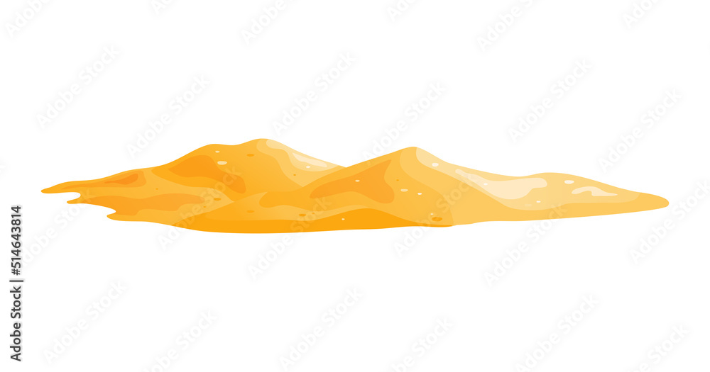 Pile of sand in cartoon, sandy dune in desert or at beach. Heap of ...
