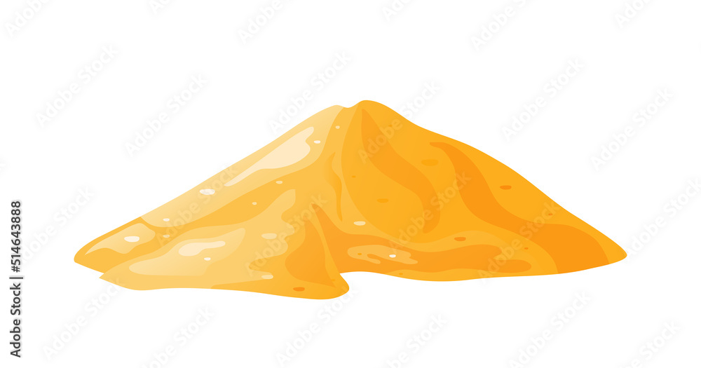 Sand pile, heap, sandy dune isolated on white background. Decorative ...